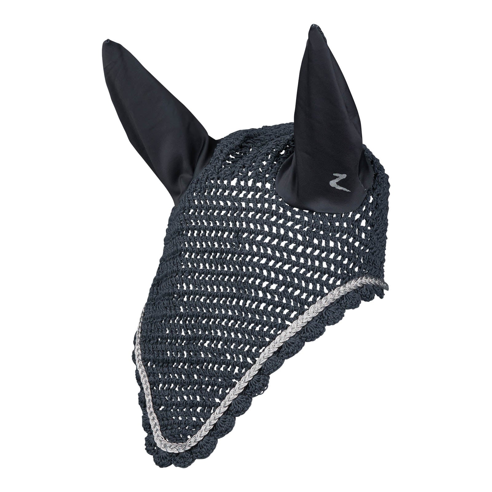 Glarus Ear Net with Metallic Braiding Iron Gate Grey F – horze
